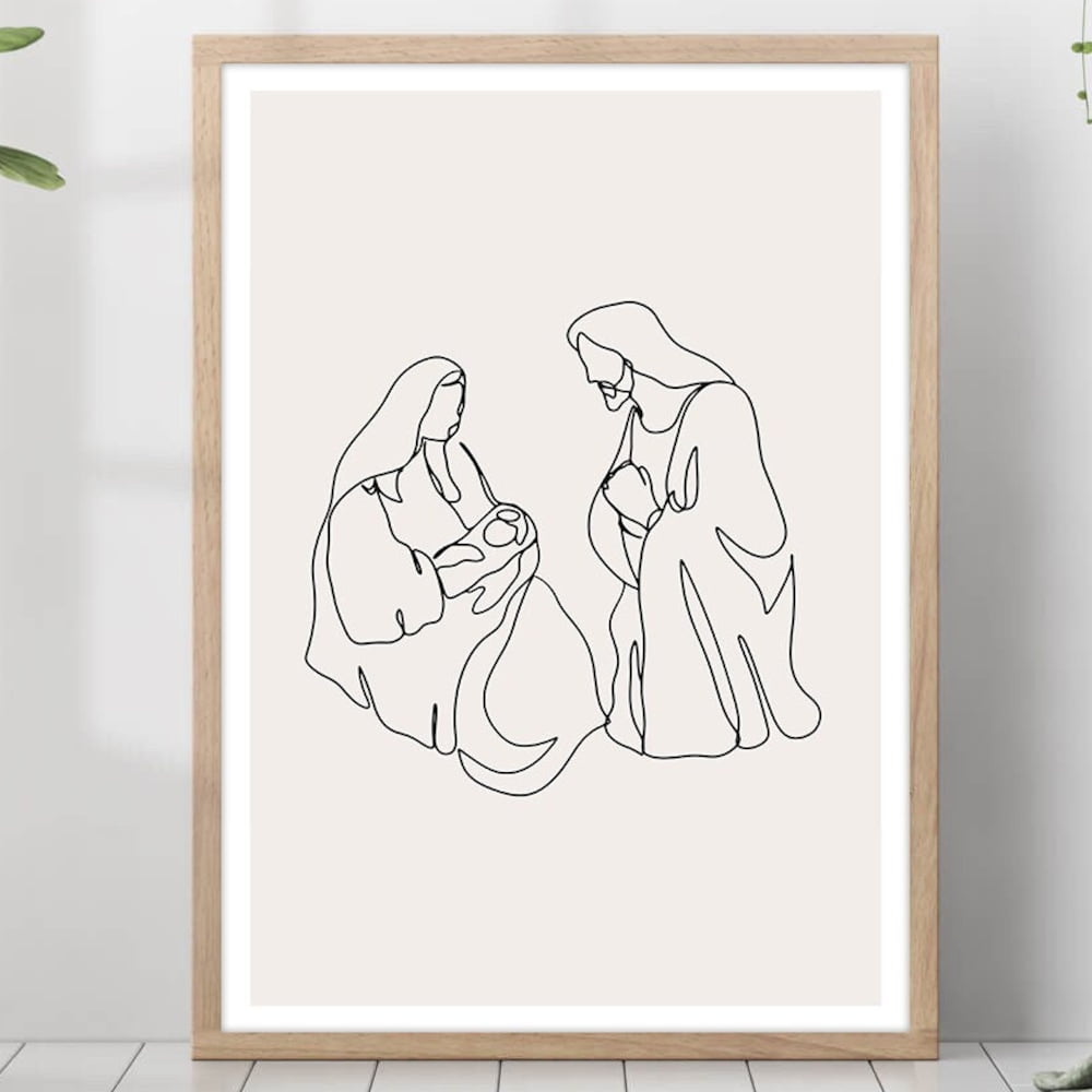 Kna Prints - Birth Of Jesus Christ Line Art Drawing Print Christian ...