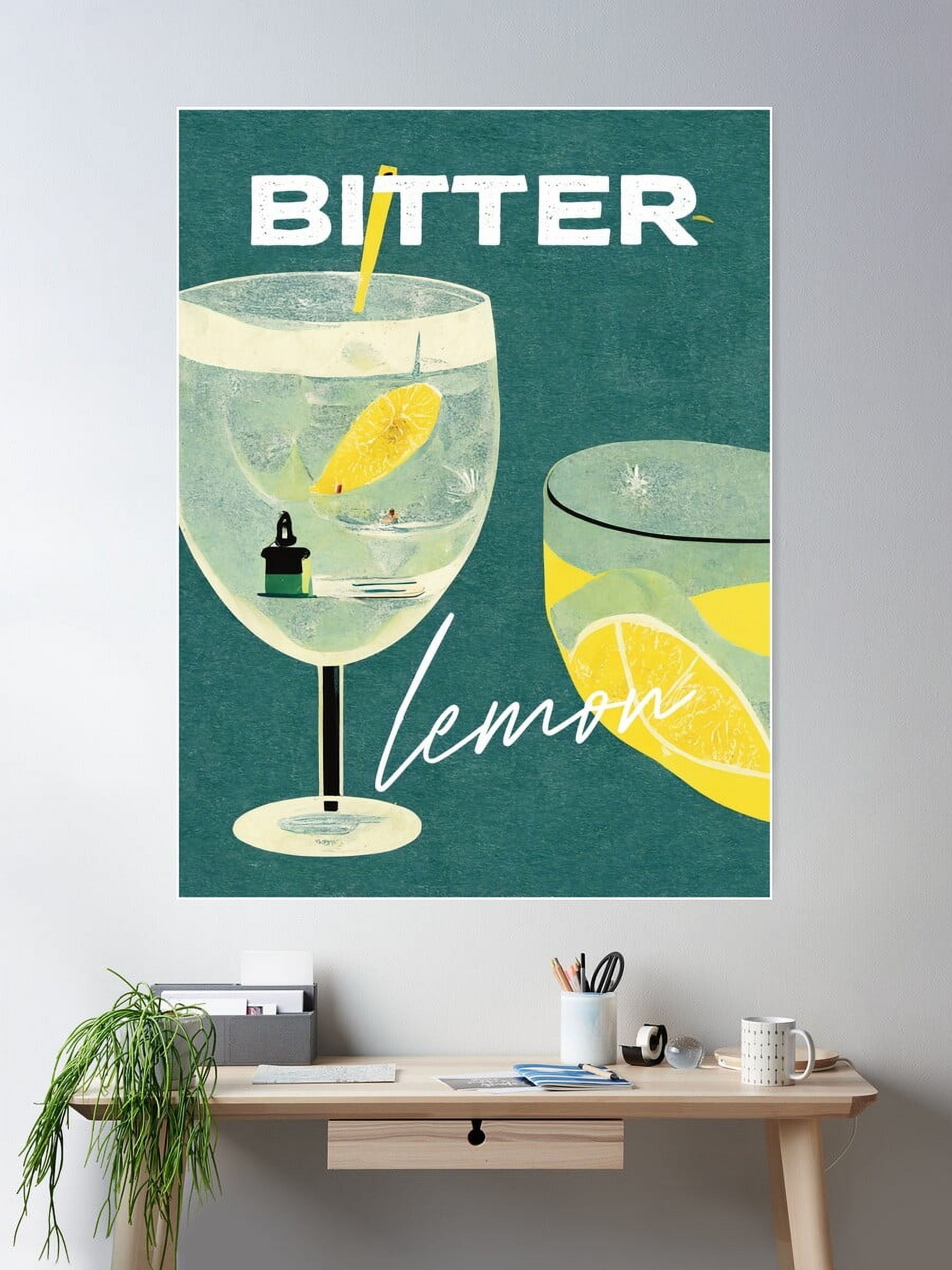 Kna Prints - Bitter Lemon Retro Cocktail Poster Lighthouse Bar Prints ...