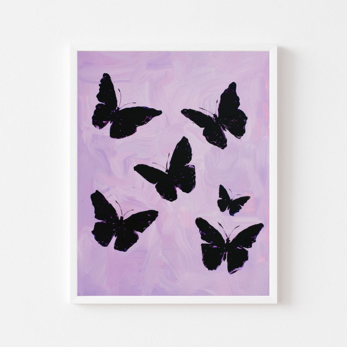 Kna Prints - Black Butterflies Painting Lavender Moth Wall Art Print ...