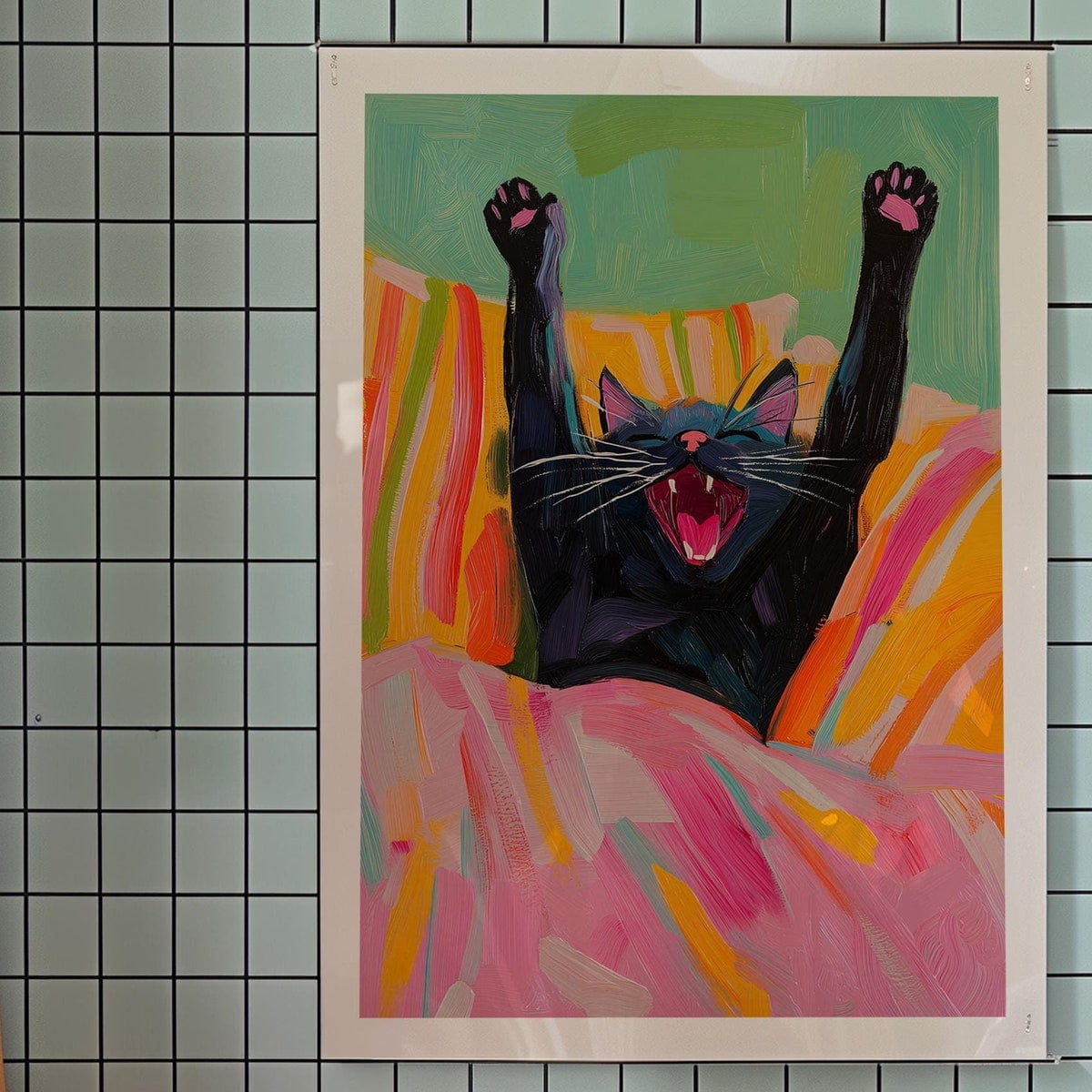 Kna Prints - Black Cat Poster, Bedroom Wall Art, Preppy Poster, Animal ...