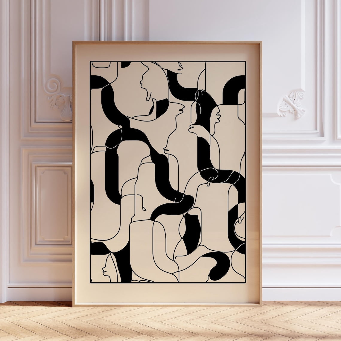 Kna Prints - Black Complex Shapes Modern Wall Art, Boho Wall Art, Mid ...