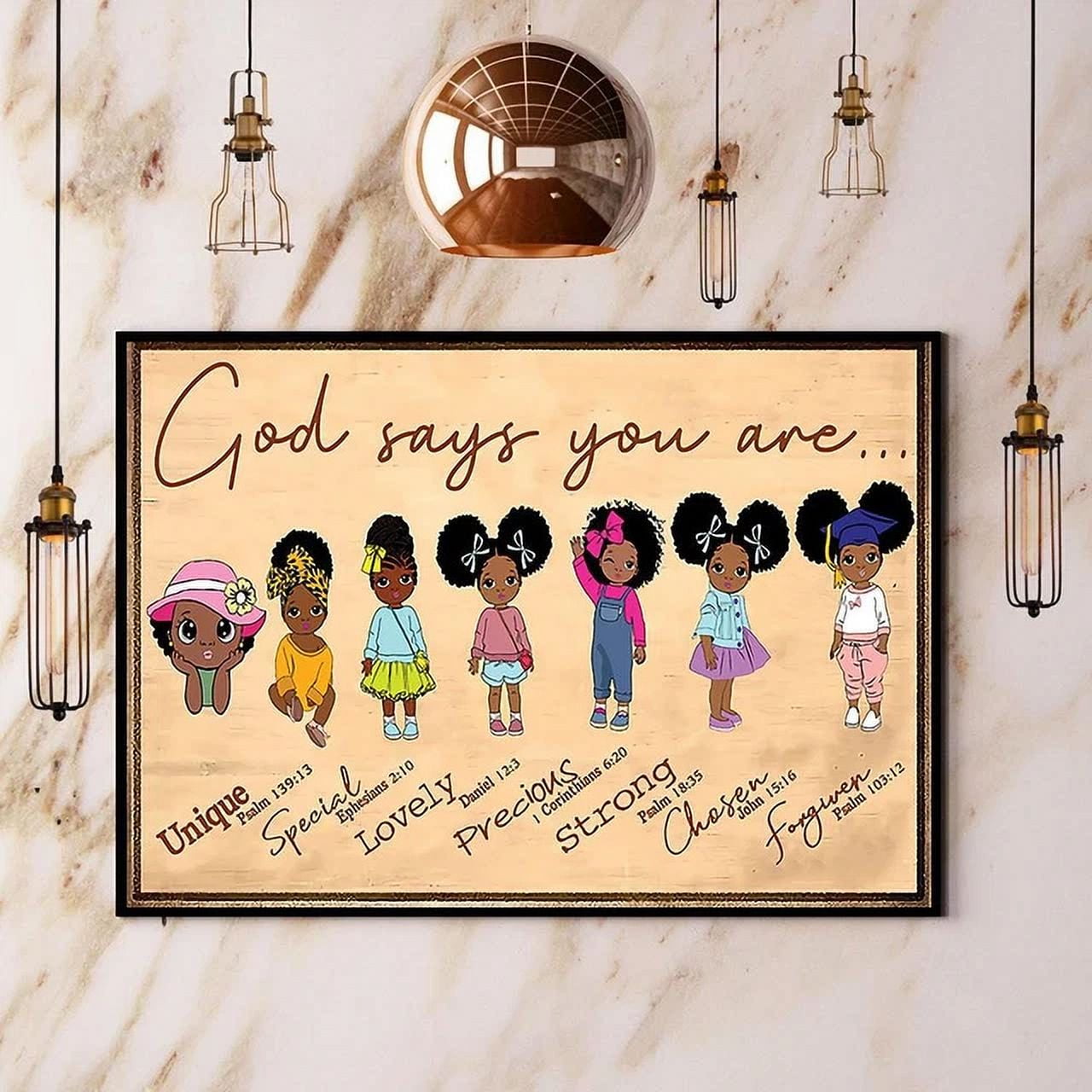 Kna Prints - Black Little Girls God Says You Are Paper Poster,E Wall ...