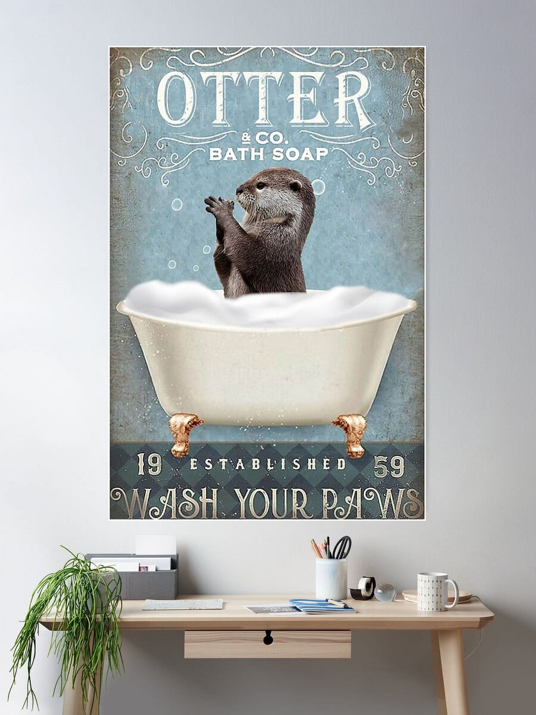 Kna Prints - Black Otter Punk Retro Happy Poster , UNFRAMED-24x36 ...