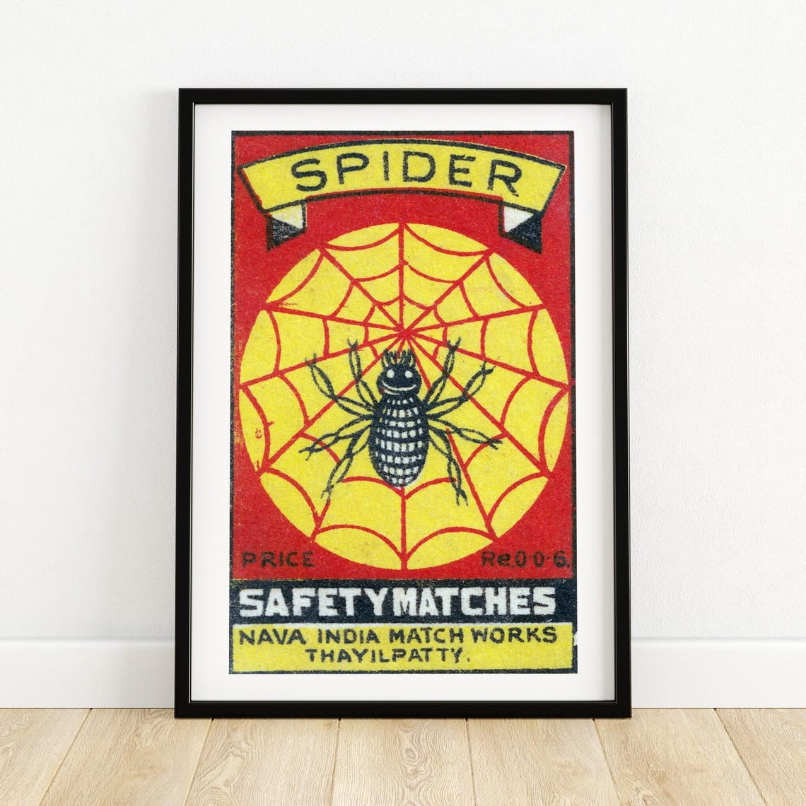 Kna Prints - Black Spider - Matchbox Print - India Wall Art - Vintage ...