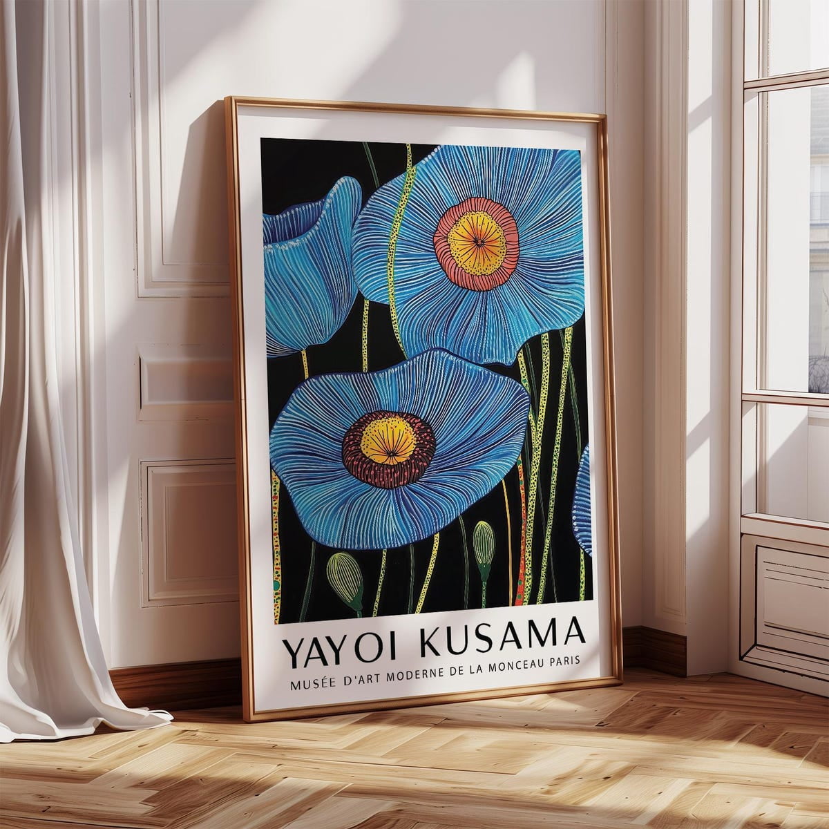 Kna Prints - Blue Flower Wall Art Modern Floral Print With Vibrant ...