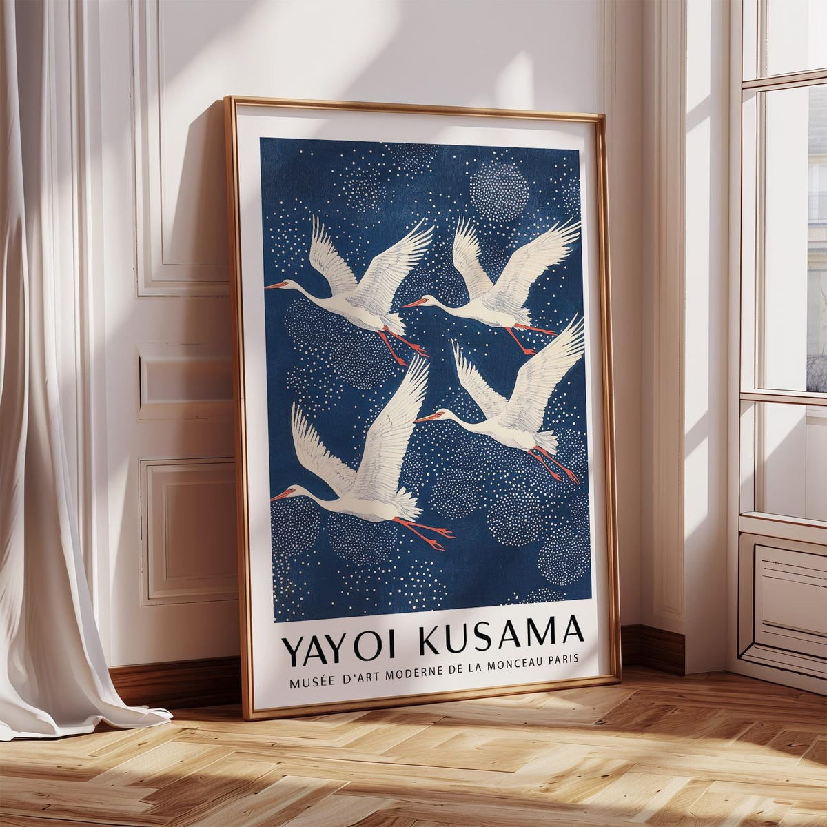 Kna Prints - Blue And White Prints Japanese Crane Wall Art In Flight ...