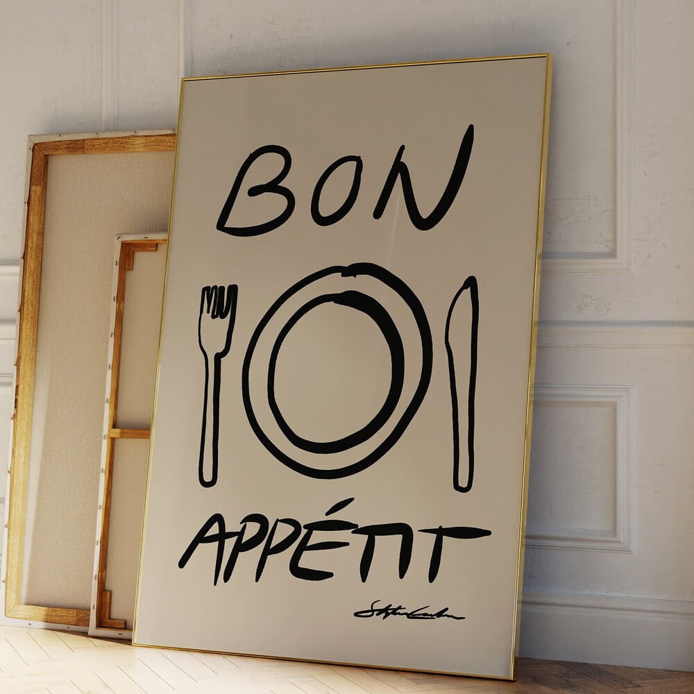 Kna Prints - Bon Appetit Poster, Mid Century Print, Kitchen Art, French ...