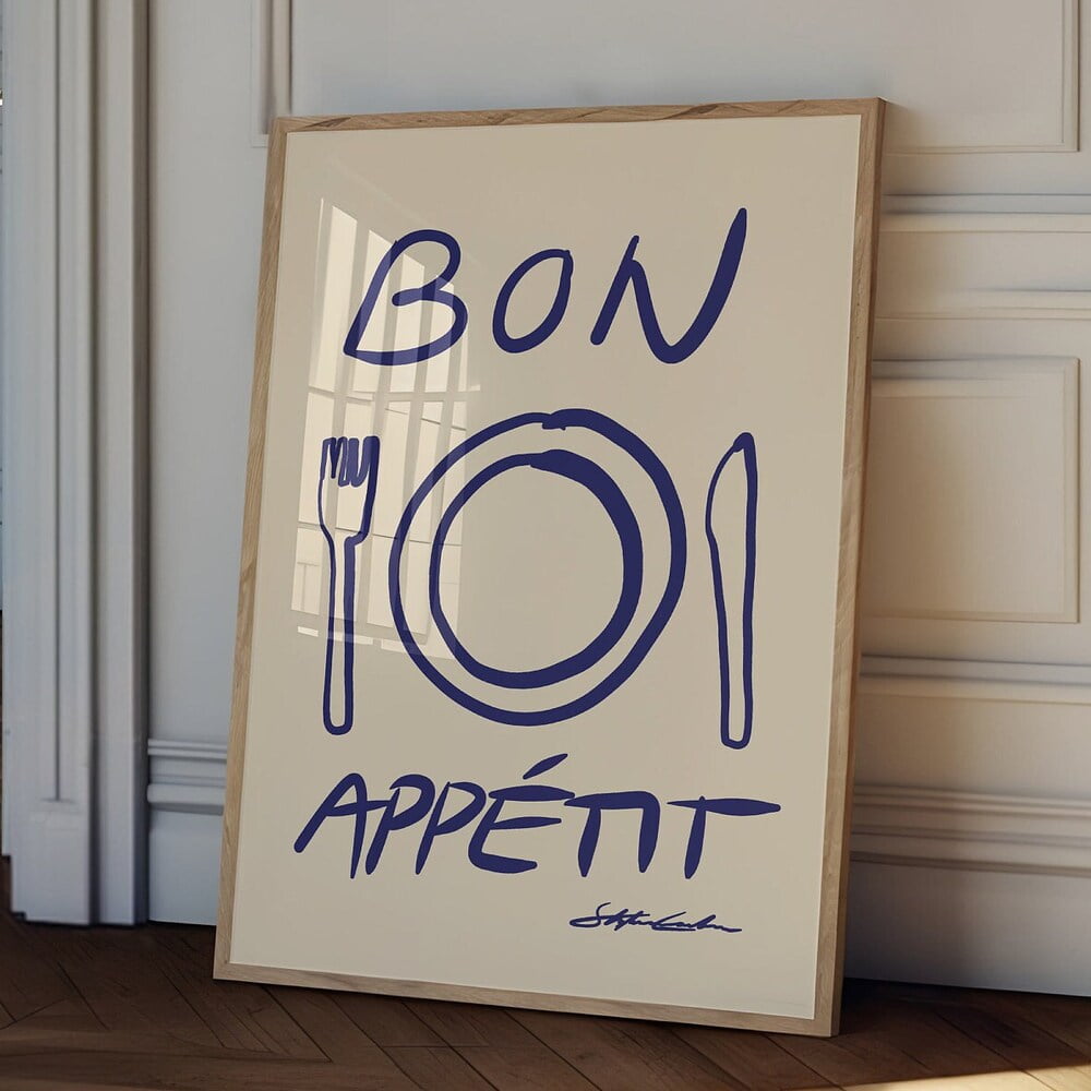 Kna Prints - Bon Appetit Poster, Mid Century Print, Kitchen Art, French ...