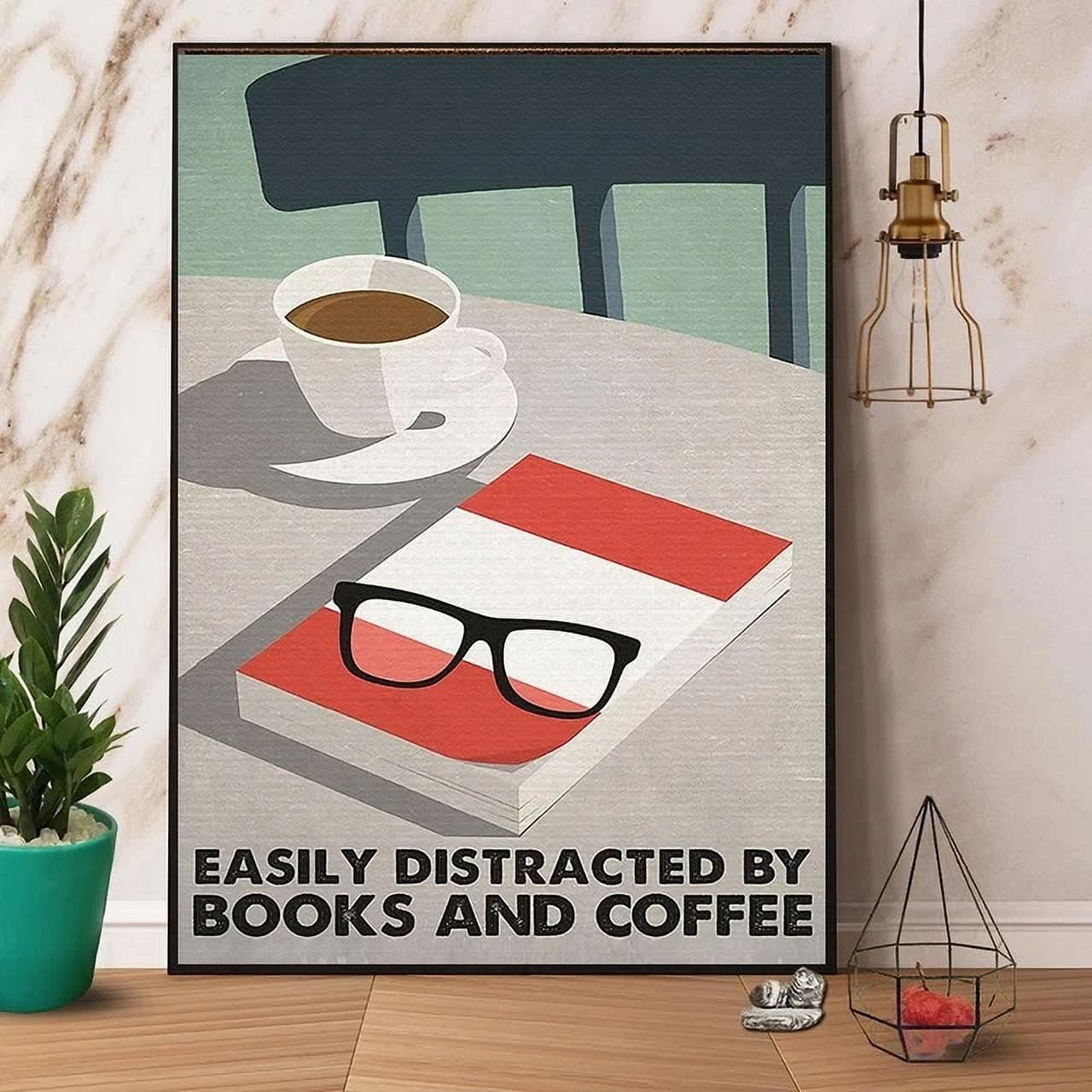 Kna Prints - Book & Coffee Easily Distracted By Books And Coffee Paper ...