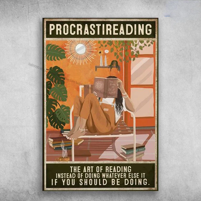 Kna Prints - Book Lover, Reading Book, Procrastireading The Art Of ...