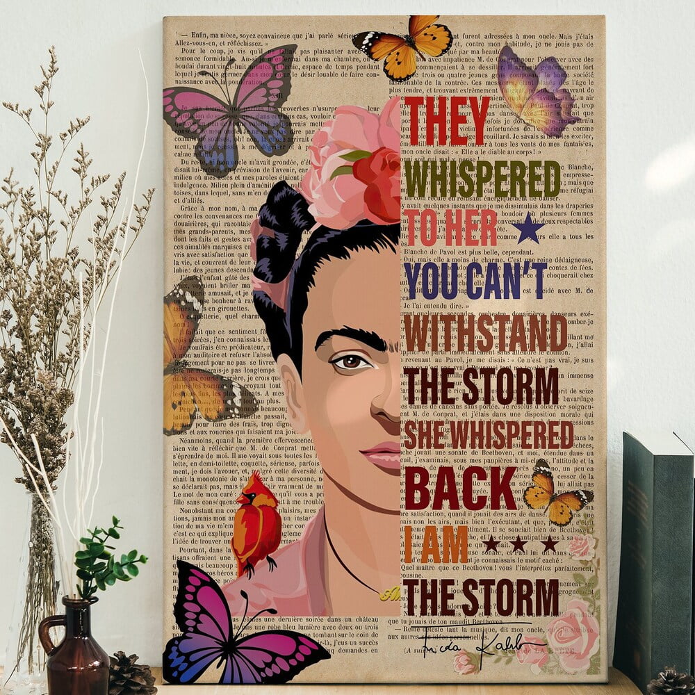 Kna Prints - Book Page Theme Floral Frida Kahlo They Whispered To Her You Can'T Withstand The ...