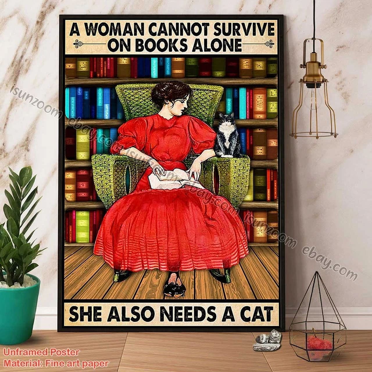 Kna Prints - Bookworm Girl Survive On Books She Also Need A Cat Lovers ...