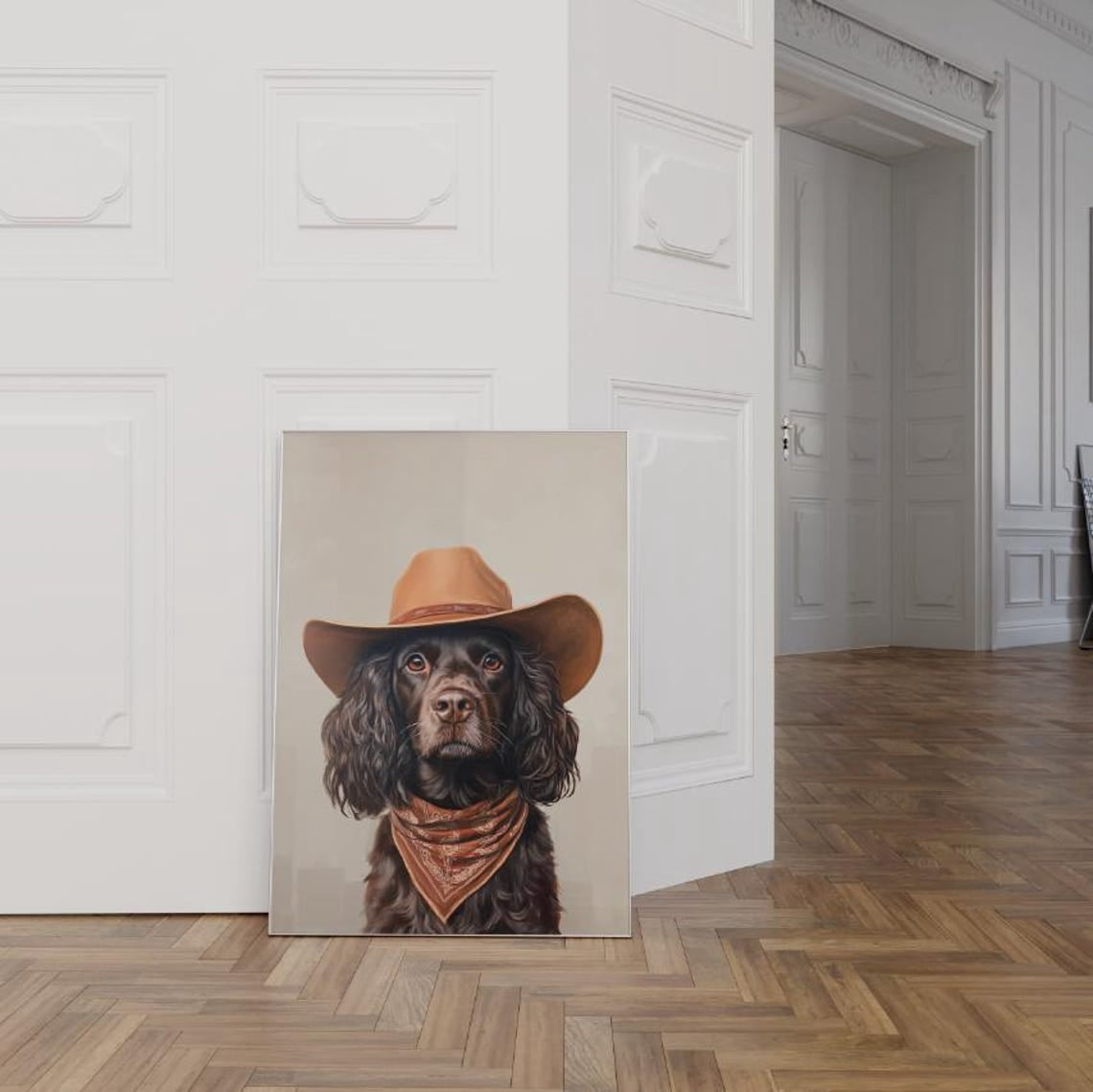 Kna Prints - Boykin Spaniel Cowboy Hat Print, Neutral Aesthetic Print ...