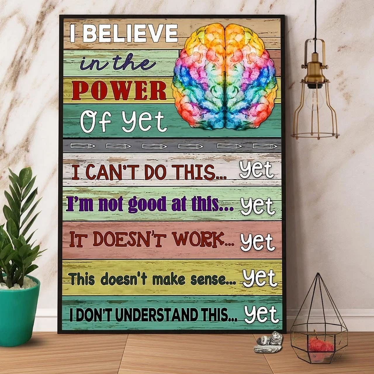Kna Prints - Brain I Believe In The Power Of Yet Satin Poster, Wall Art ...