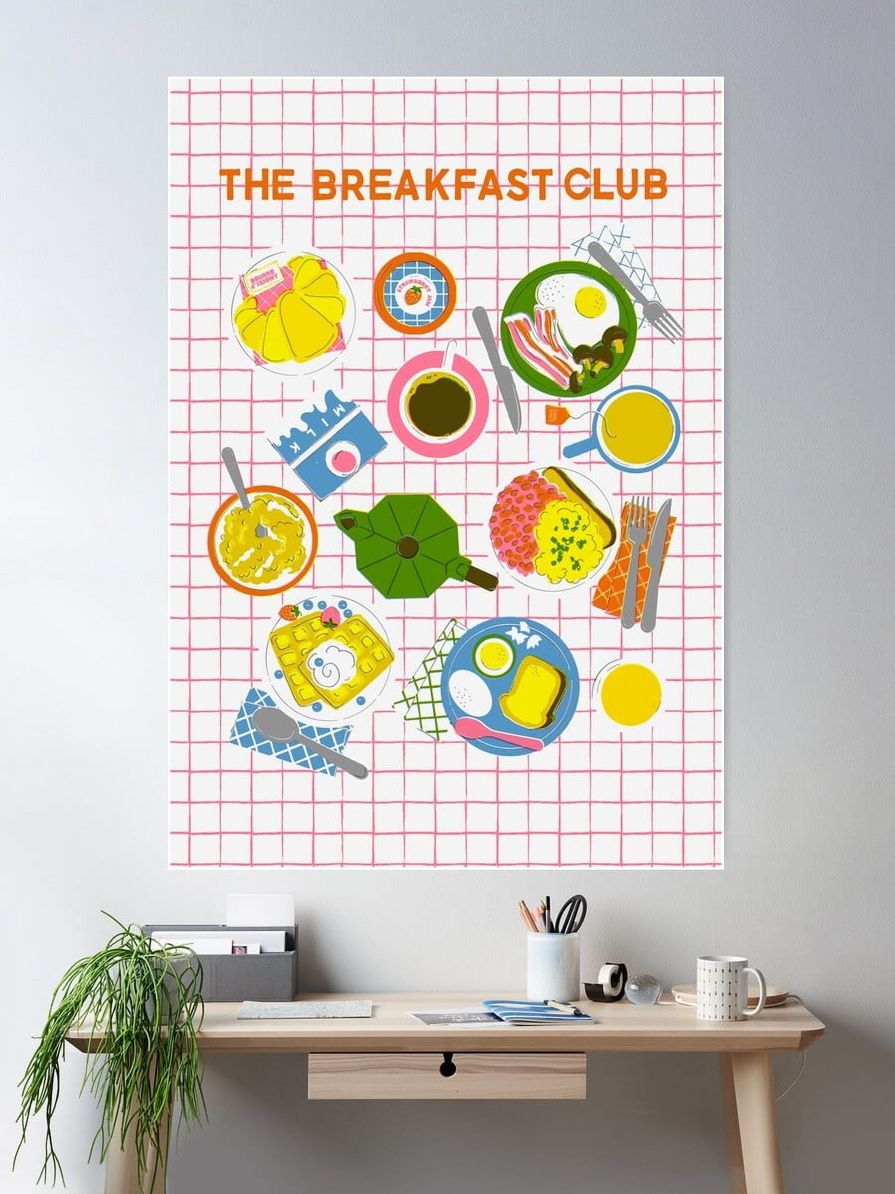 Kna Prints - Breakfast Club Riso Print Poster Wall Art, Modern Wall Decor For Living Room ...