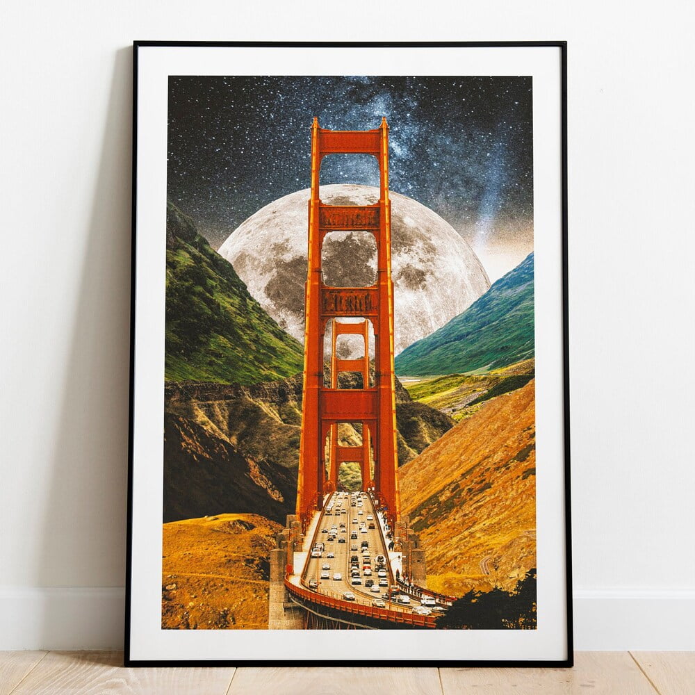 Kna Prints - Bridge To Fantasy Land, Trippy Poster, Retro-Futuristic ...