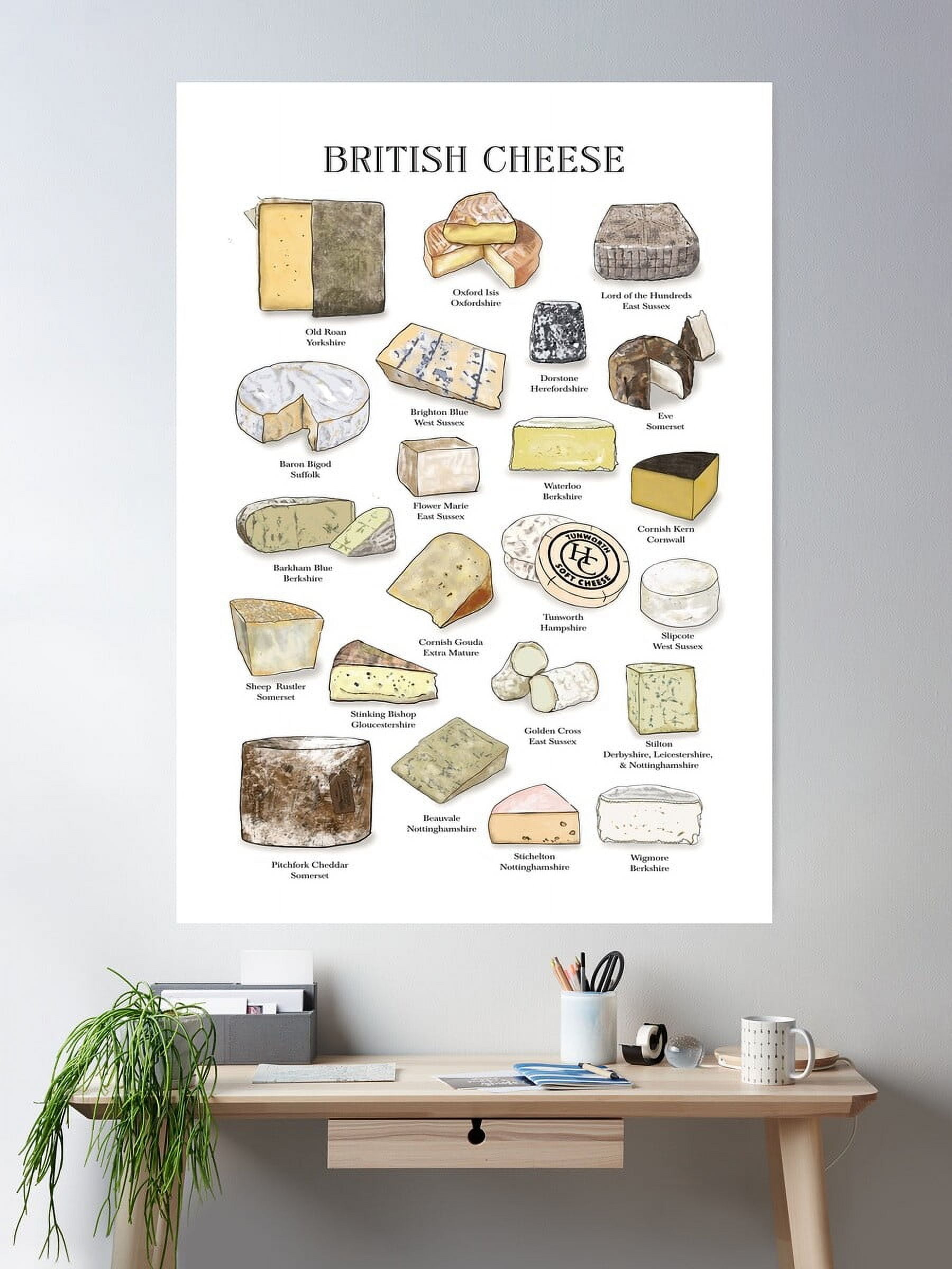 Kna Prints - British Cheese Poster Wall Art, Modern Wall Decor For ...