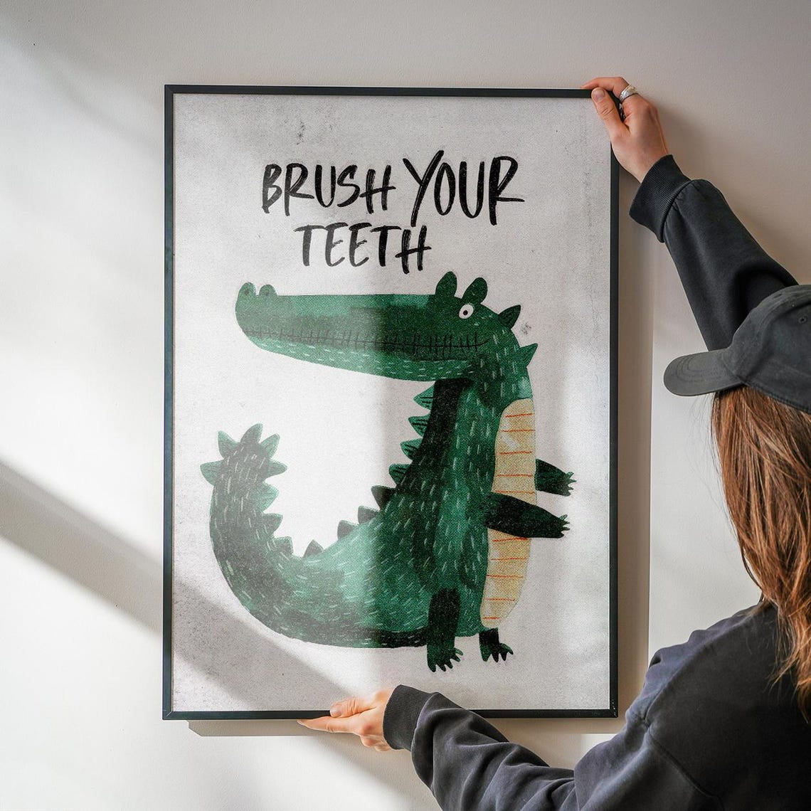 Kna Prints - Brush Your Teeth Alligator Bathroom Wall Art Screen Print ...