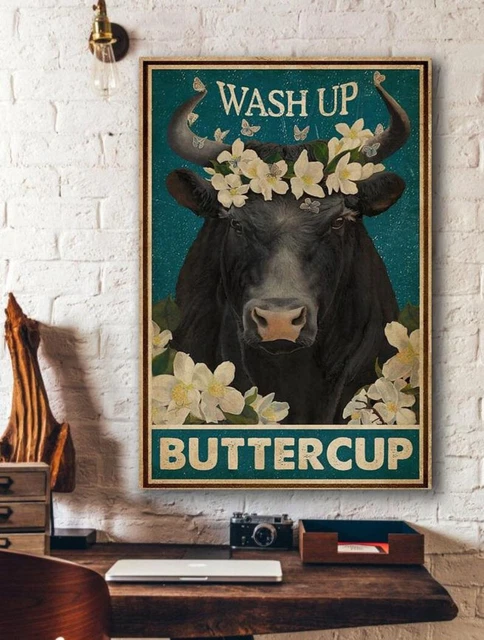 Kna Prints - Bull Cattle Wash Up Buttercup Bathroom Restroom Wall ...
