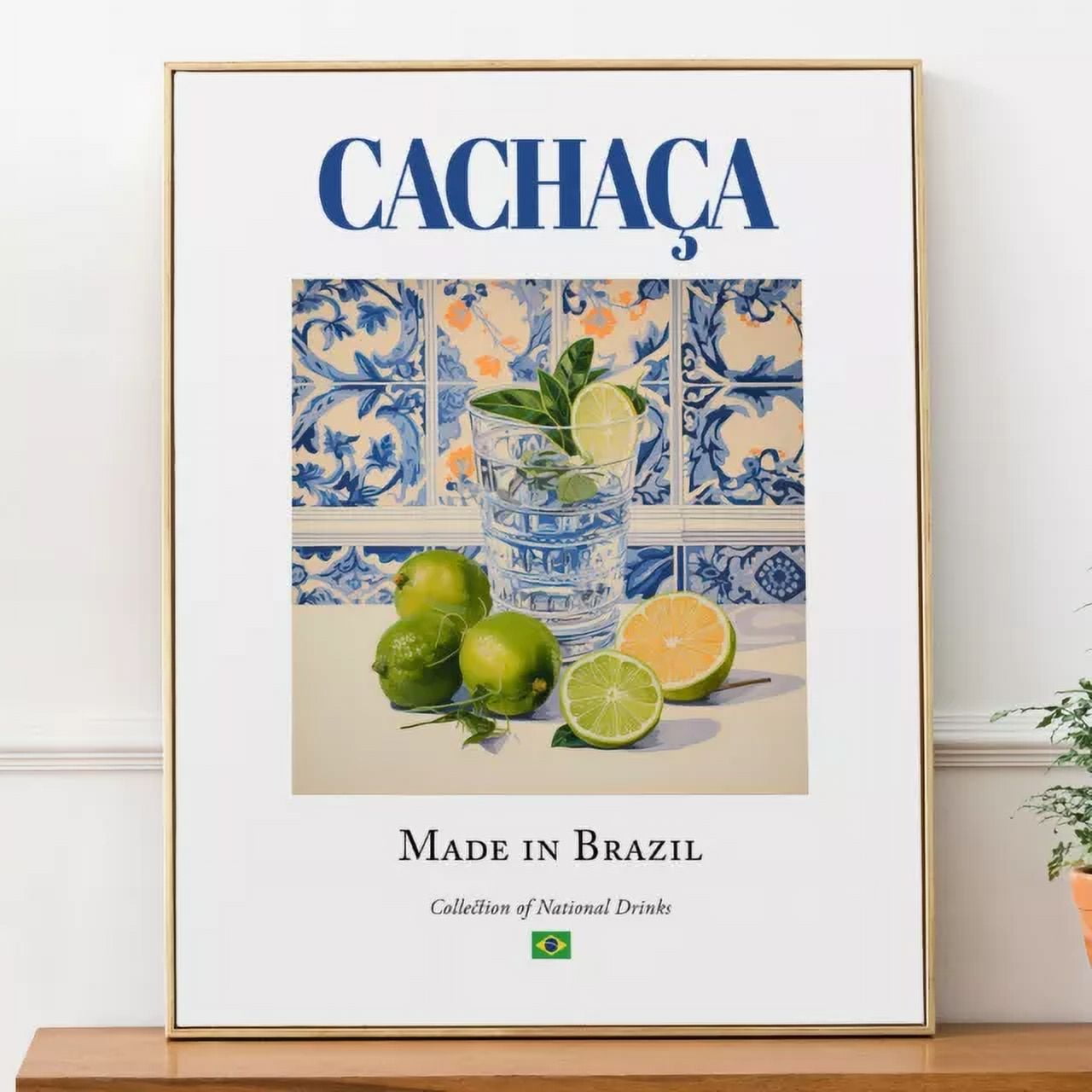 Kna Prints - Cachaã§A Maiolica Tile Print, Brazilian Rum Drink Poster, Kitchen & Bar Art - Kir ...