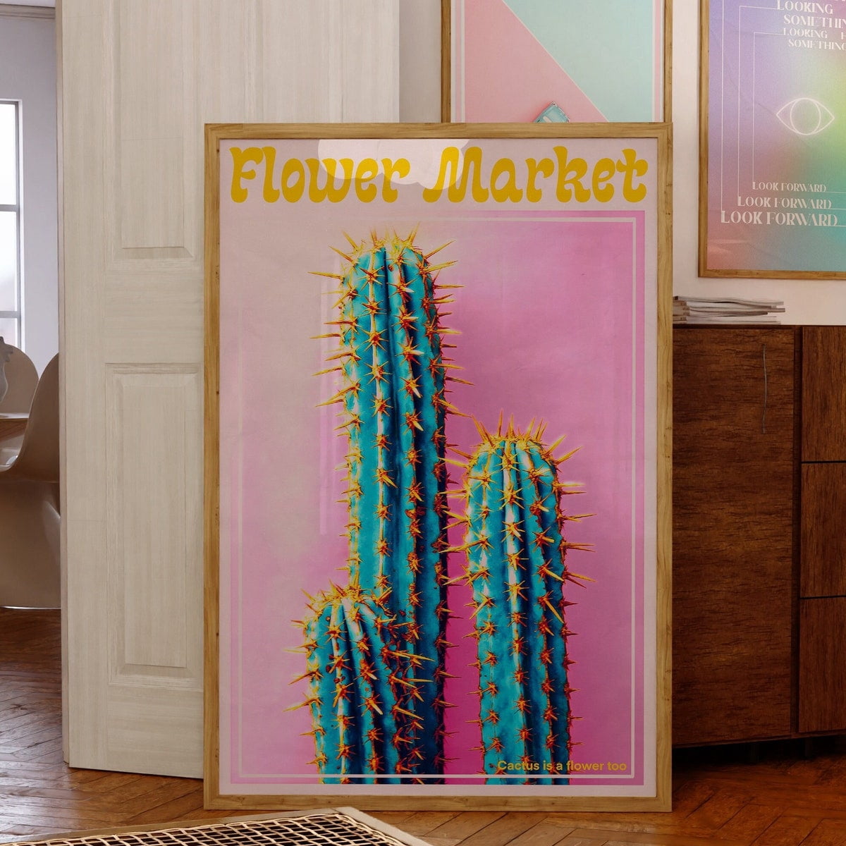 Kna Prints - Cactus Poster, Retro Wall Art, 70S Psychedelic Print ...