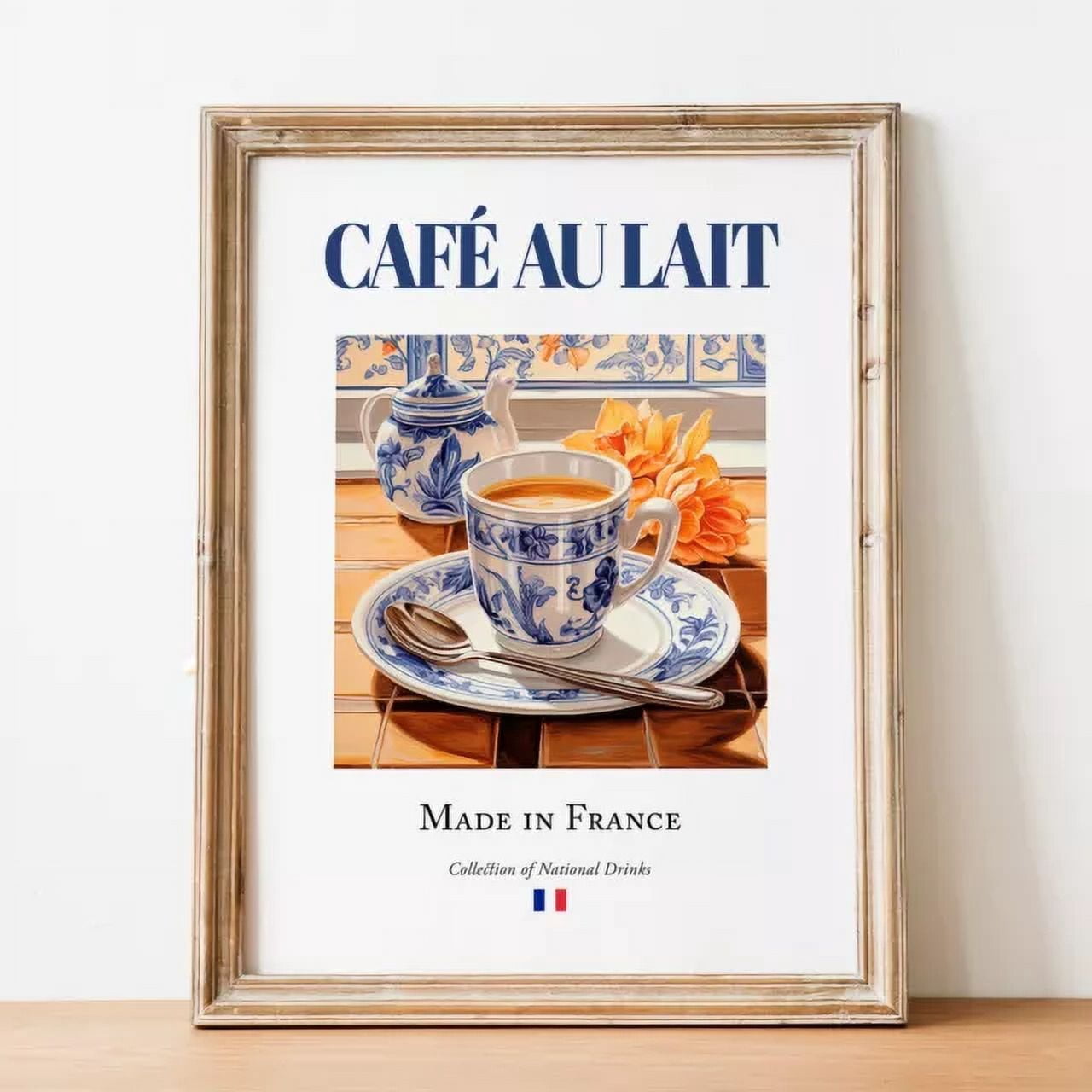 Kna Prints - Cafe Au Lait Maiolica Tile Print, French Coffee Poster ...