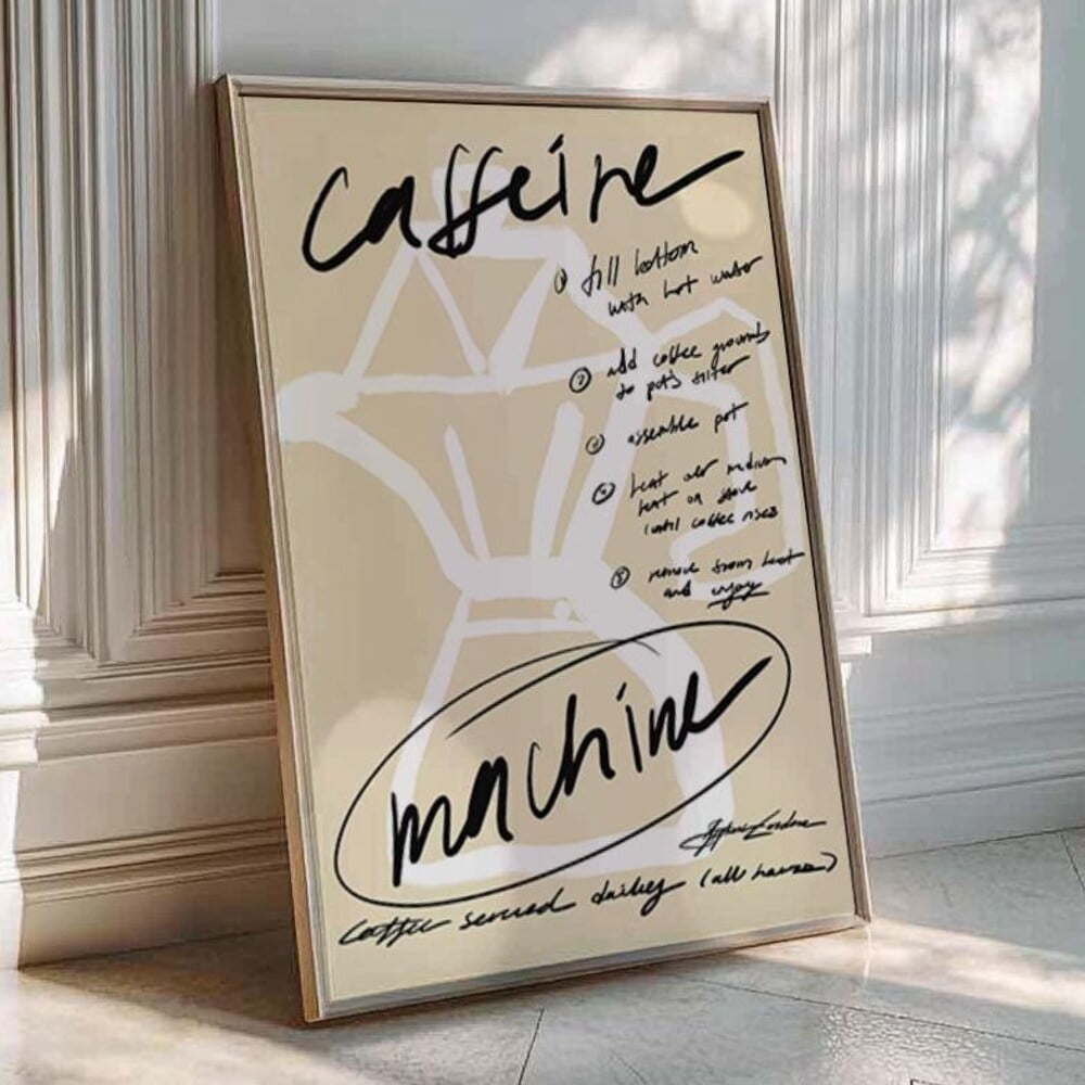 Kna Prints - Caffeine Machine Poster, Cafe Poster, Retro Coffee Sign ...