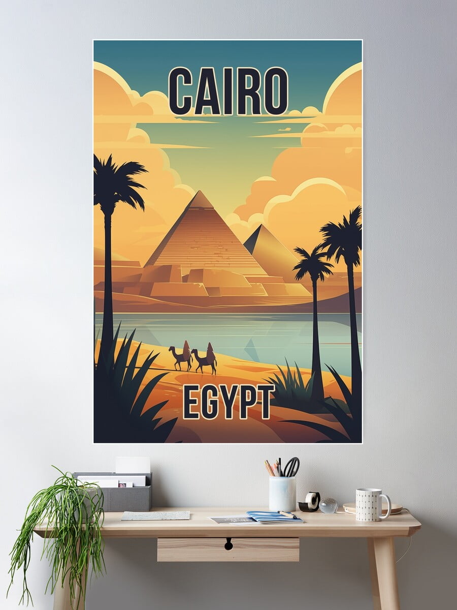 Kna Prints - Cairo Egypt Pyramids Vintage Travel Retro For Home Decor, Living Room, Bedroom ...