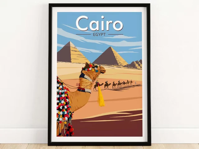 Kna Prints - Cairo Wall Poster - Egypt | Pyramids Of Giza | Travel Poster For Home Decor, Living ...