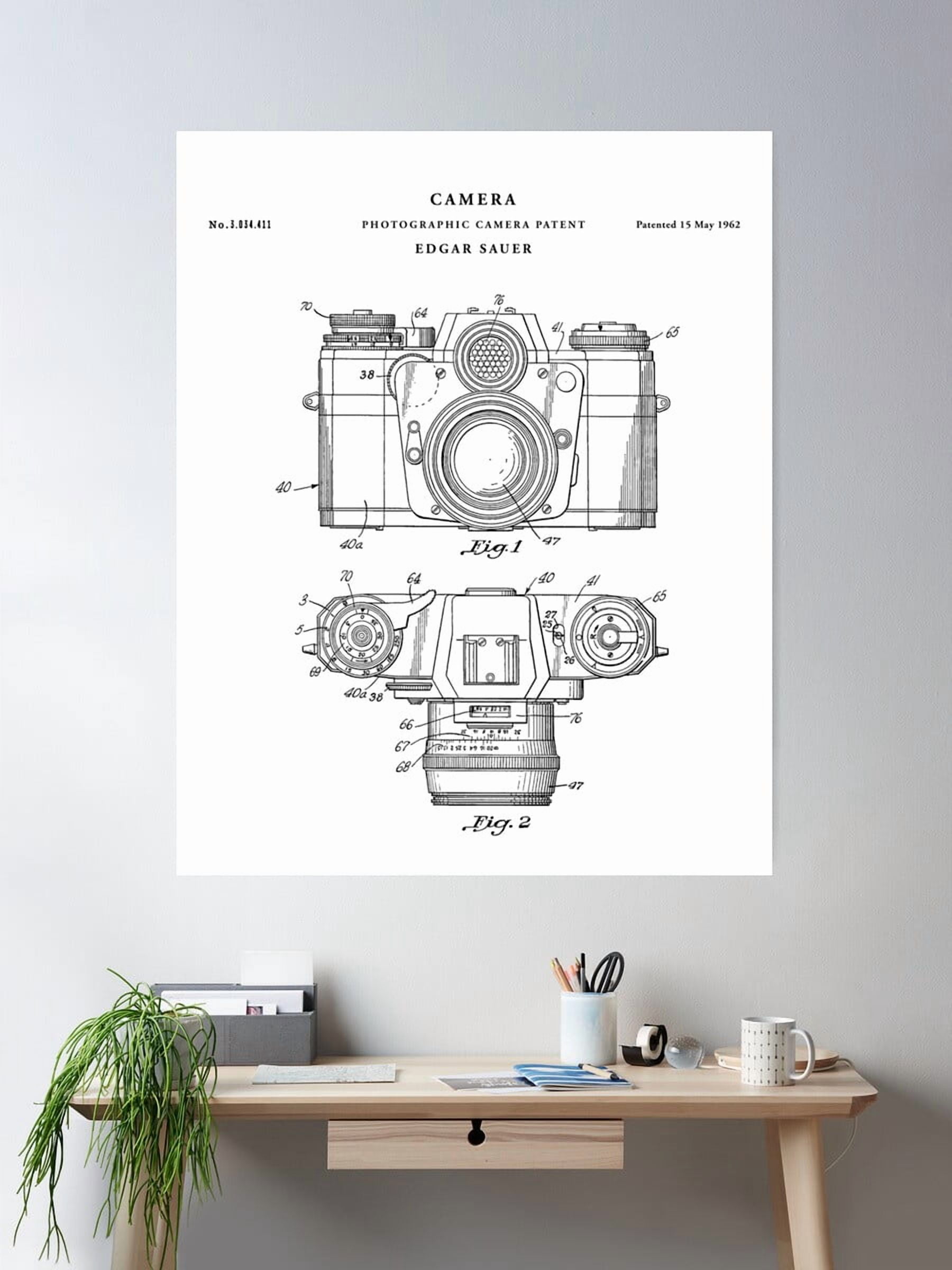 Kna Prints - Camera Patent Drawing Blueprint Poster , UNFRAMED-8x12 ...