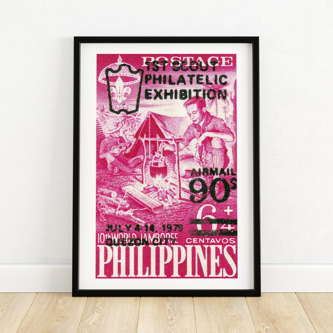 Kna Prints - Camping Fire - Vintage Filipino Art - Postage Stamp Print ...