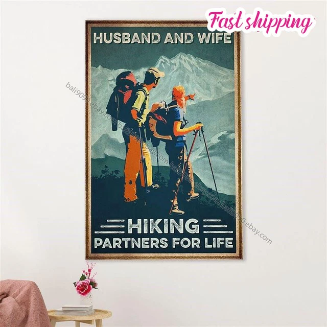 Kna Prints - Camping Husband Wife Hiking Partners For Life Campers Poster Wall Art Vertical ...