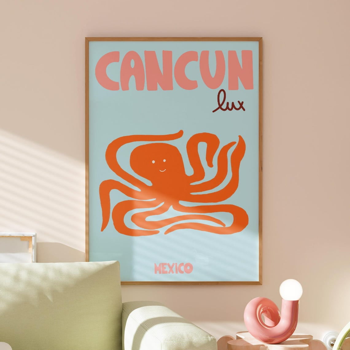 Kna Prints - Cancun Poster, Preppy Travel Wall Art, Minimal Tropical ...