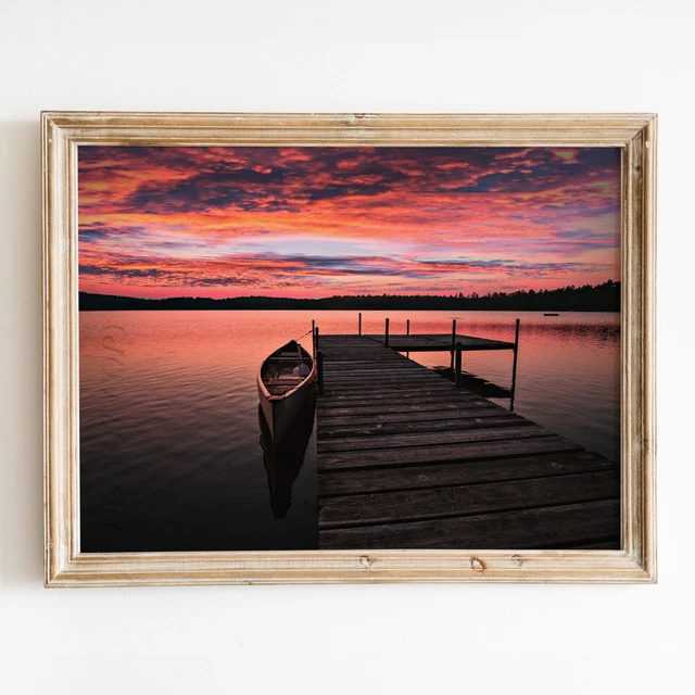 Kna Prints - Canoe On Lake In Adirondack Mountains Sunset New York Wall ...