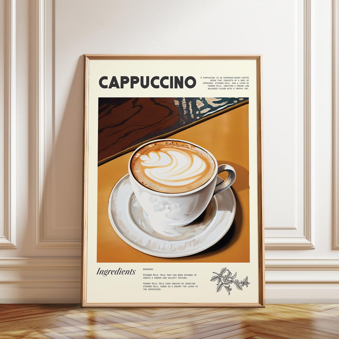 Kna Prints - Cappuccino Coffee Poster - Chic Wall Art For Coffee Docks ...