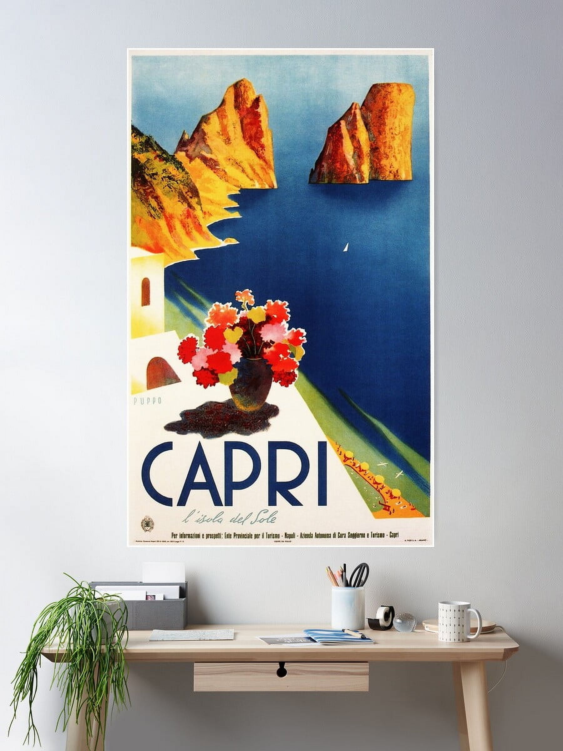 Kna Prints - Capri Island In The Sun Naples Italy Travel Poster Vintage ...