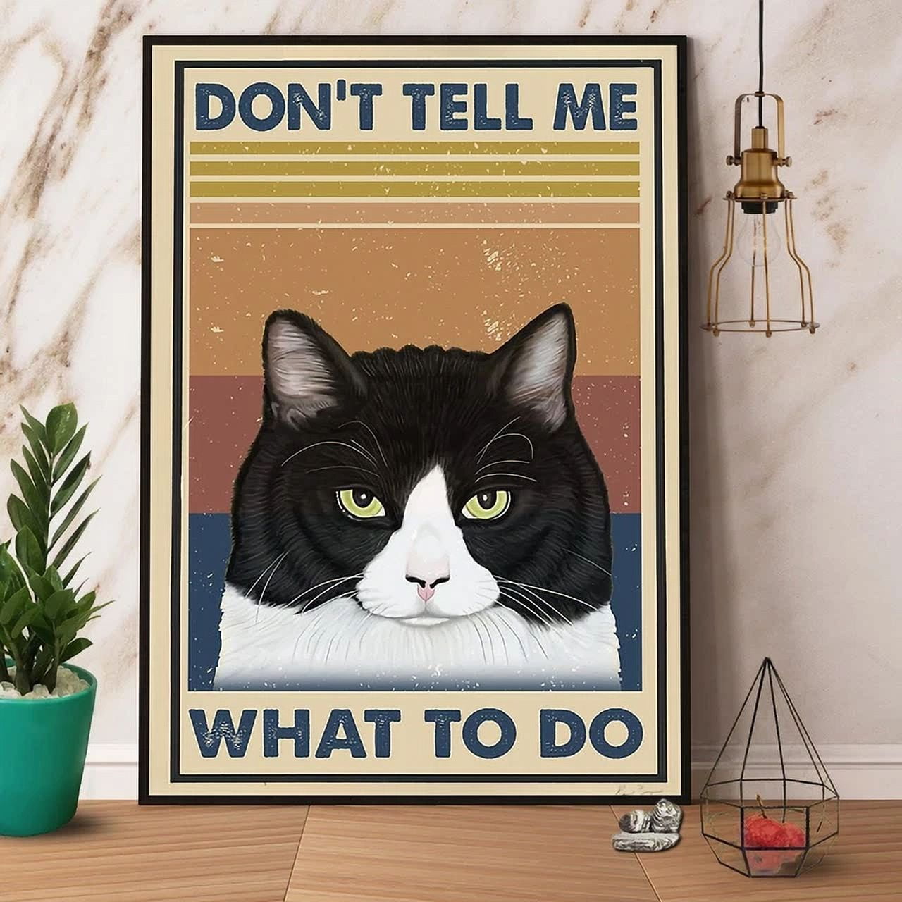 Kna Prints - Cat Dont Tell Me What To Do Retro Sunset Vintage Vertical Paper Poster No Fra Home ...