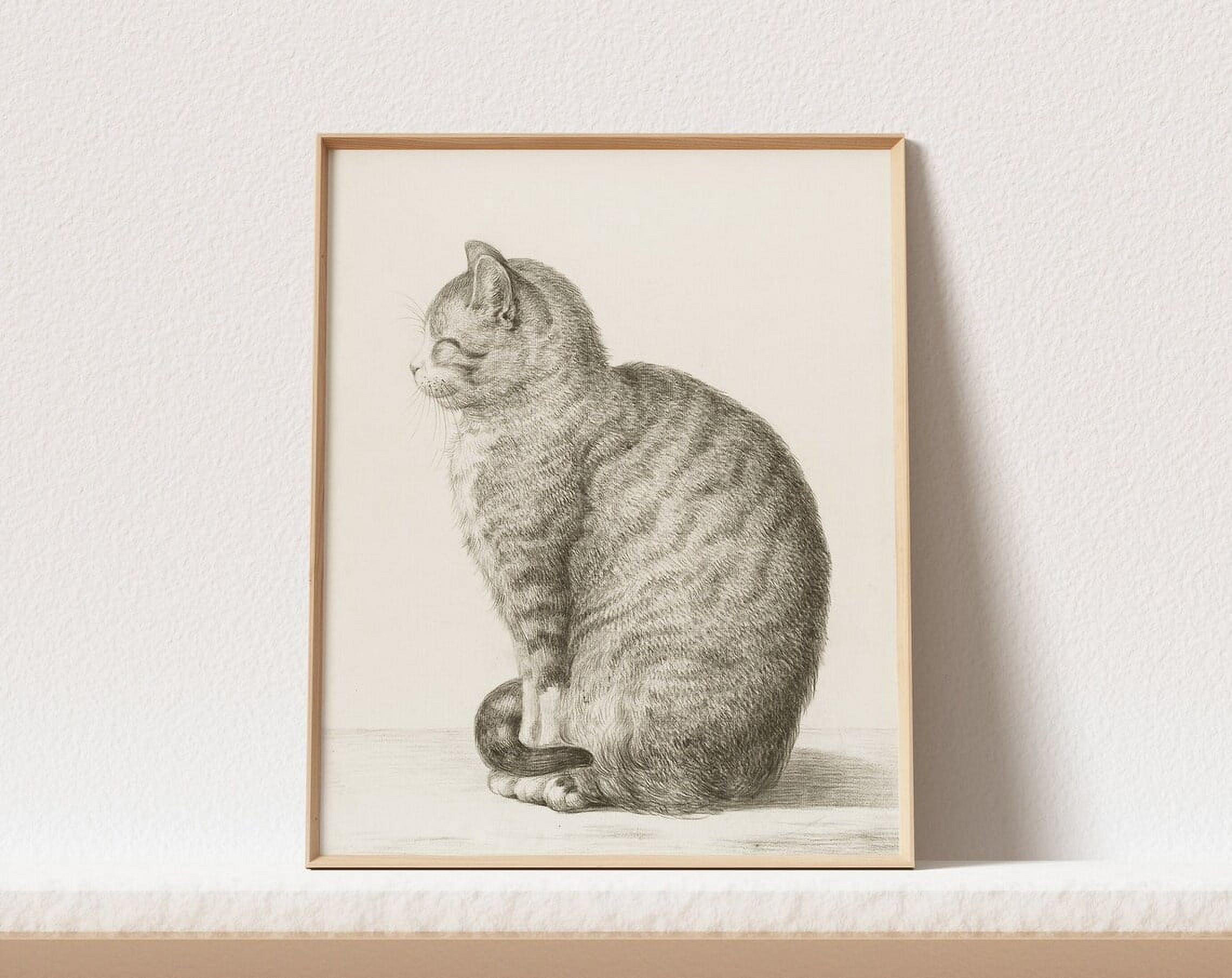 Kna Prints - Cat Prints Vintage Cat Drawing Antique Farmhouse Wall Art ...