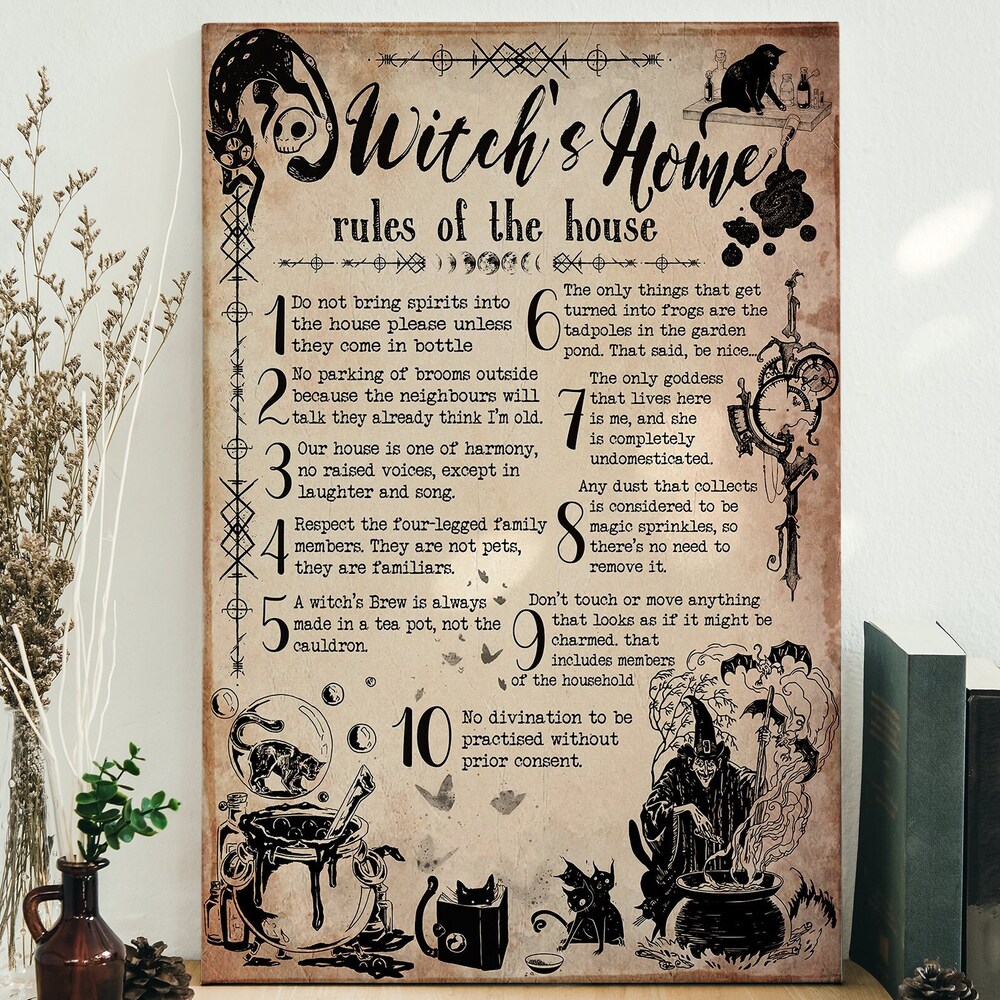 Kna Prints - Cat Witch'S Home Rules Of The House For Poster, Rules ...