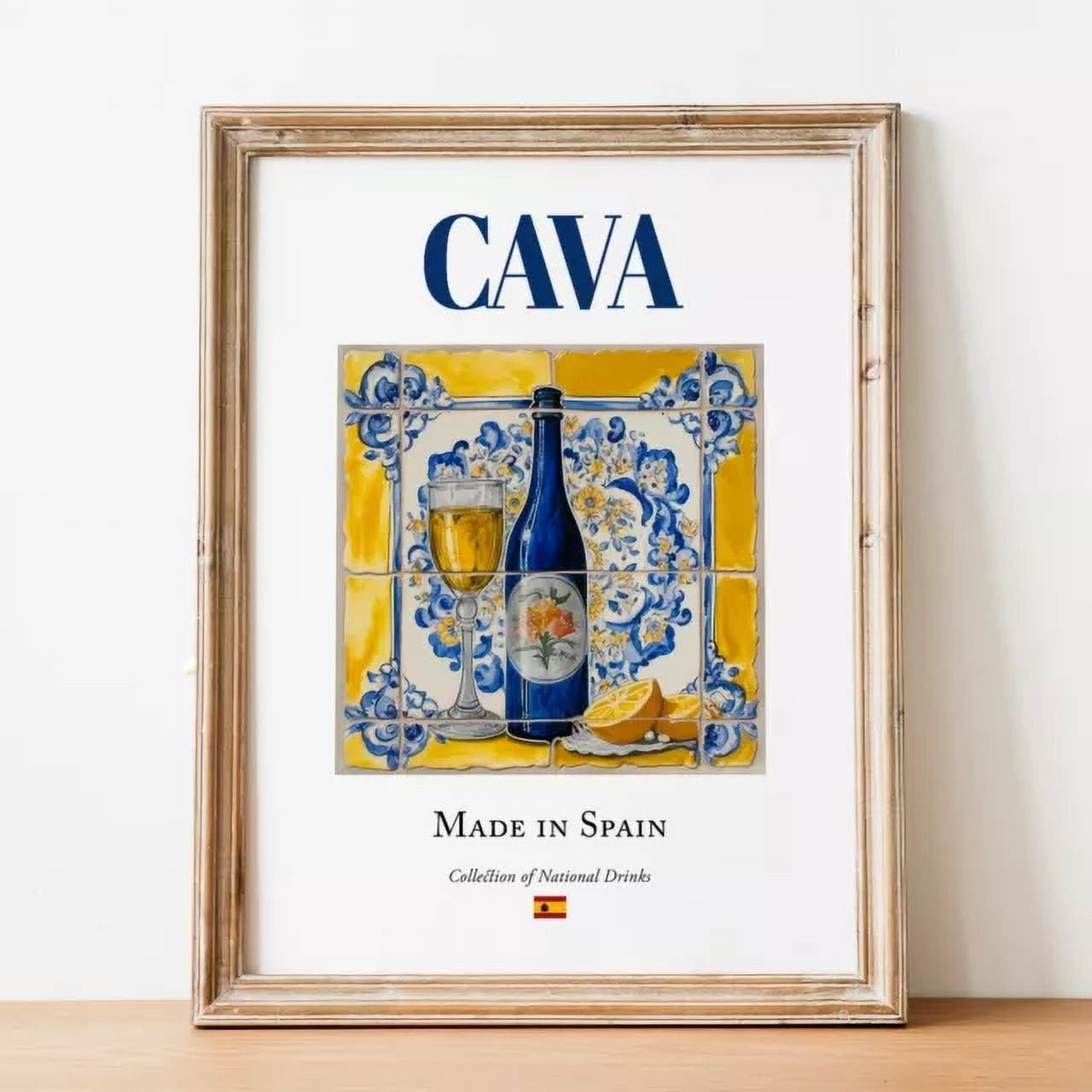 Kna Prints - Cava Maiolica Tile Print, Spanish Sparkling Wine Poster ...