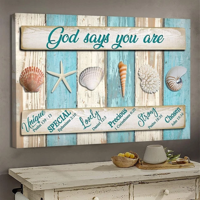 Kna Prints - Cchristian Print Jesus God Seashell Cross God Says You Are ...