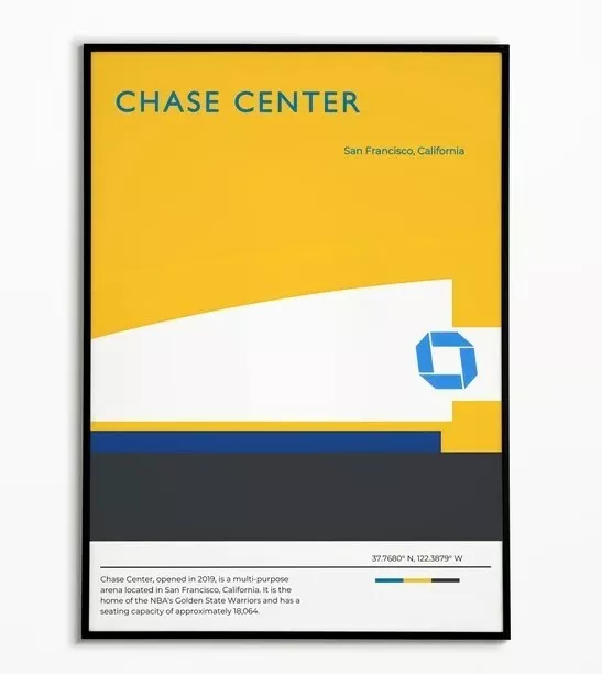 Kna Prints - Chase Center Travel Art - Minimalistic Chase Center Art ...