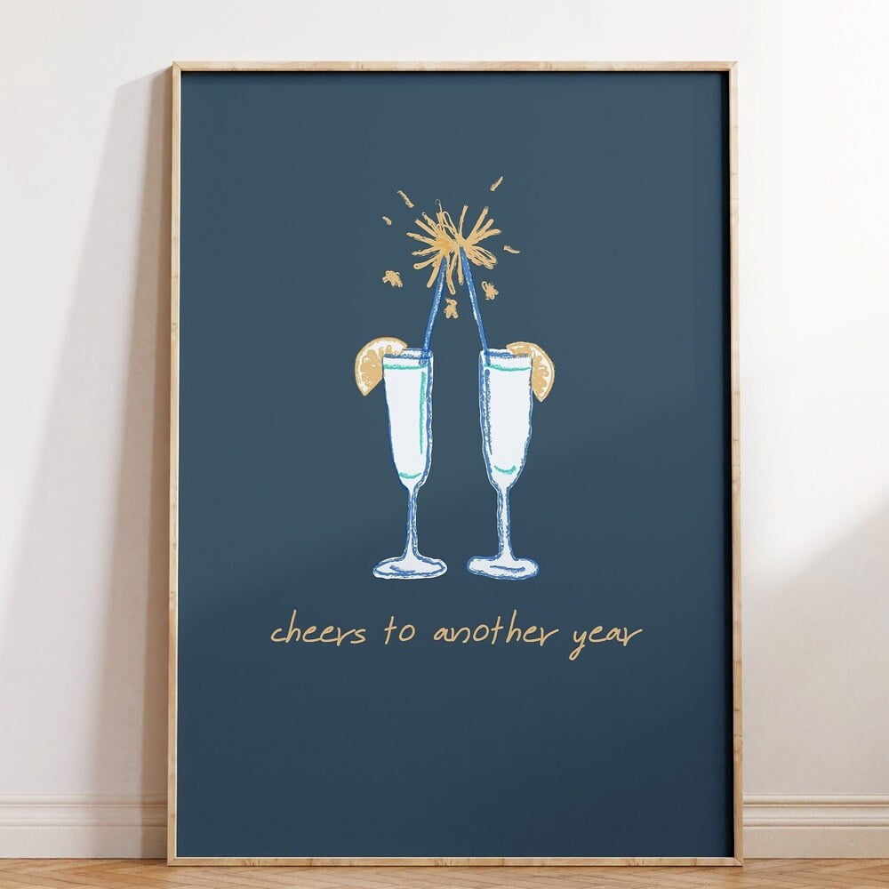 Kna Prints - Cheers To Another Year Print Trendy New Years Wall Art ...