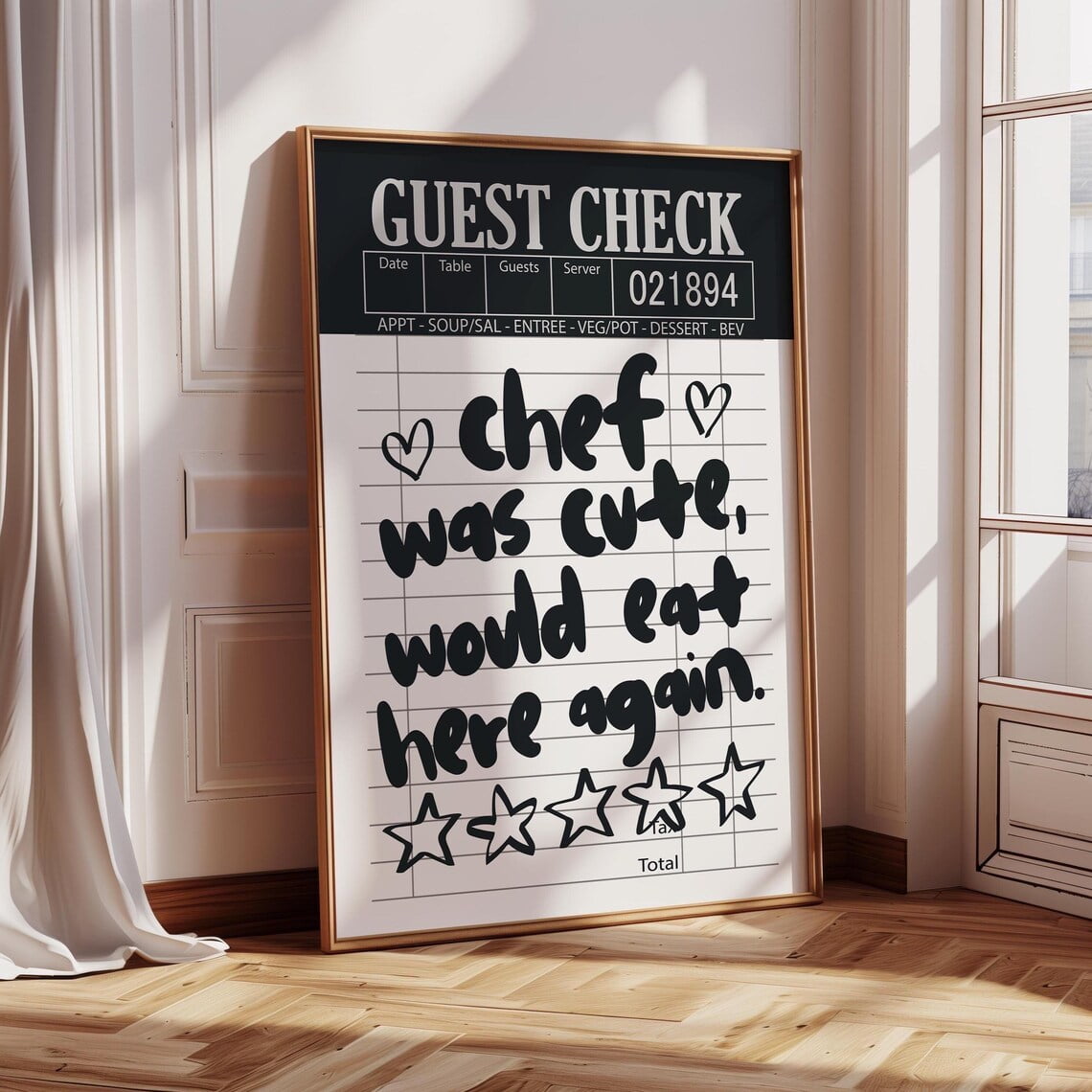 Kna Prints - Chef Was Cute Would Eat Here Again Poster, Guest Check ...