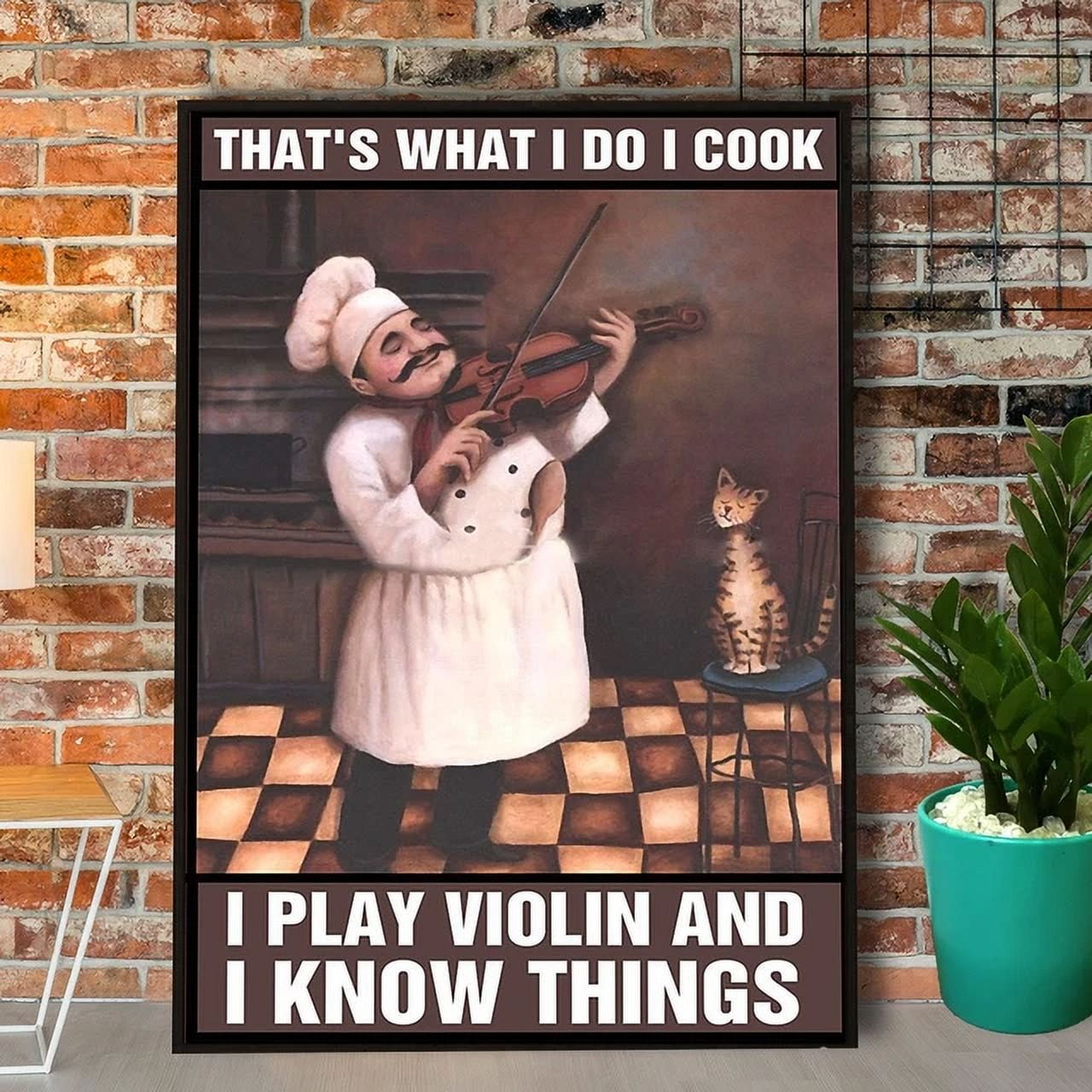 Kna Prints - Chef That'S What I Do I Cook I Play Violin Cat Listening Vertical Paper Poste Home ...