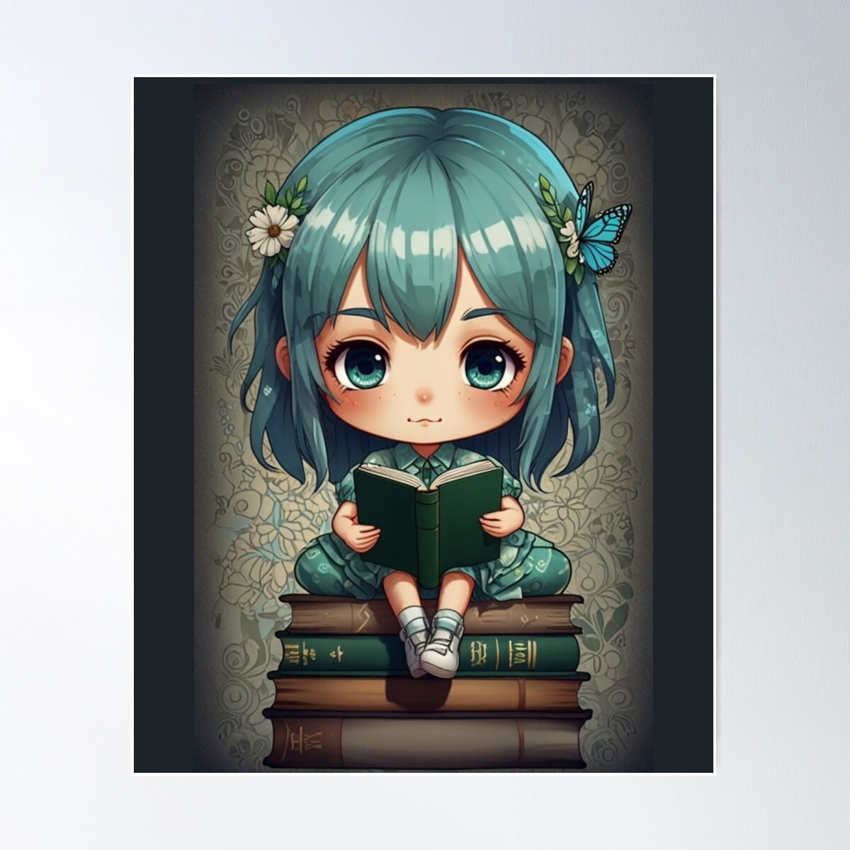 Kna Prints - Chibi Girl With Books Poster, UNFRAMED-16x24 - Walmart.com