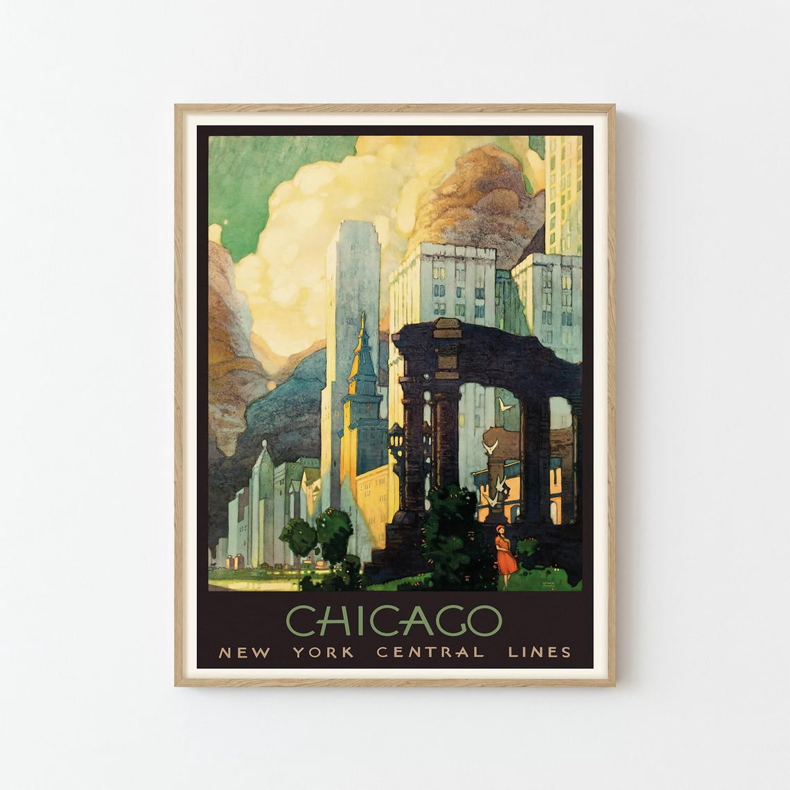 Kna Prints - Chicago New York Central Lines Vintage Travel Art Print ...