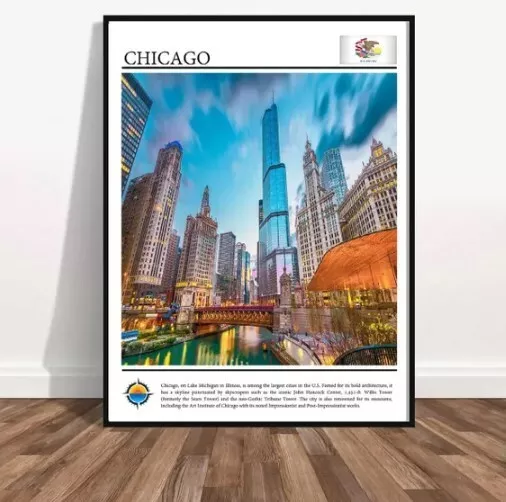 Kna Prints - Chicago Skyline Poster Print | Modern Art Iconic Chicago ...