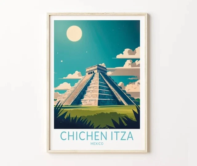 Kna Prints - Chichen Itza Mexico Travel Poster, Chichen Itza Travel ...