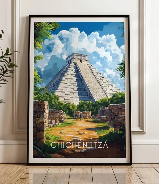 Kna Prints - Chichen Itza Travel Poster - Mexico Wall Art Print ...